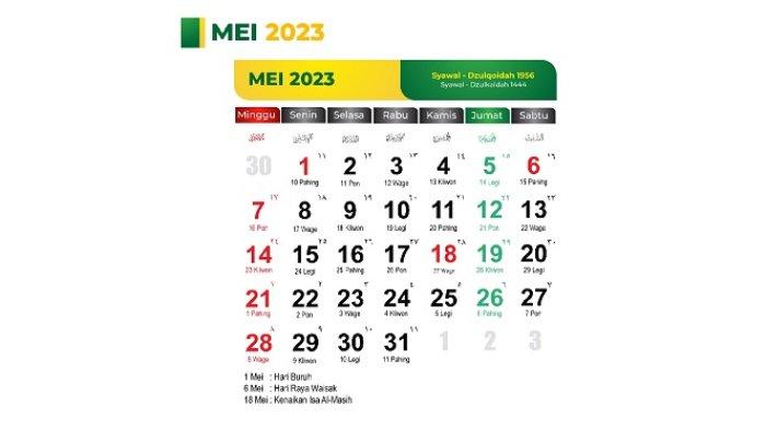 Link Download Kalender Bulan Mei 2023, Lengkap dengan Pasaran Jawa dan ...